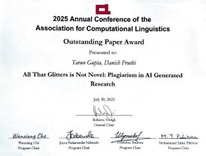 Tarun Gupta and Danish Pruthi awarded Outstanding Paper Award at ACL ...